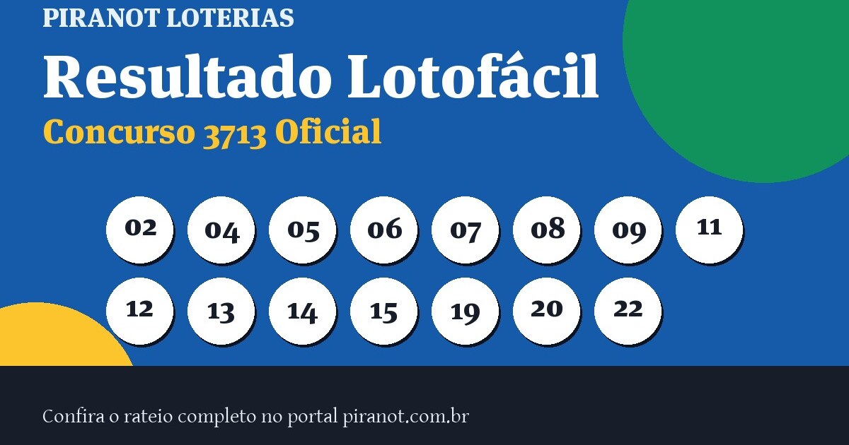 Lotofácil 3713 acumula; prêmio vai a R$ 11.000.000,00 – PIRANOT